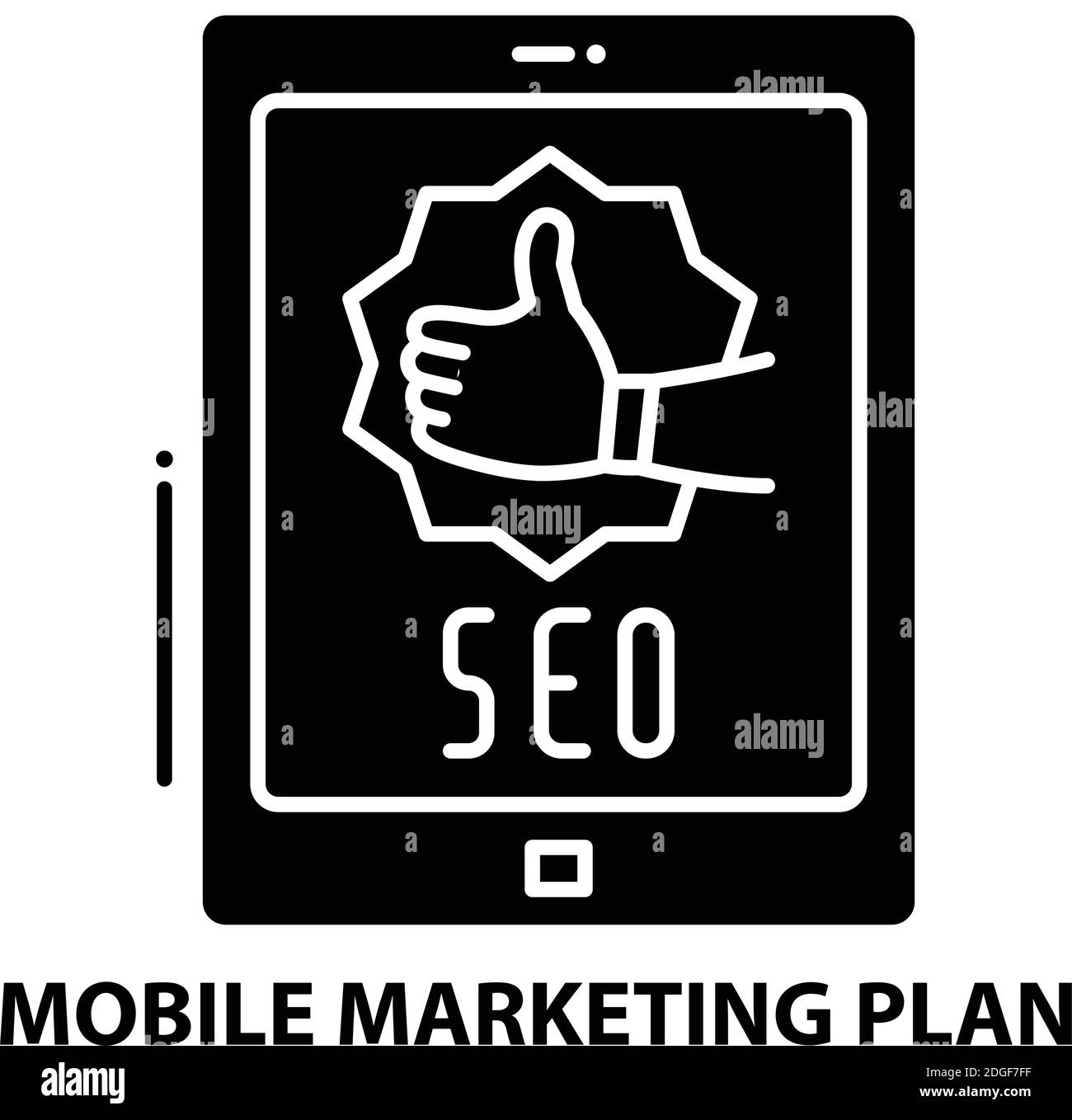 mobile marketing plan icon, black vector sign with editable strokes ...