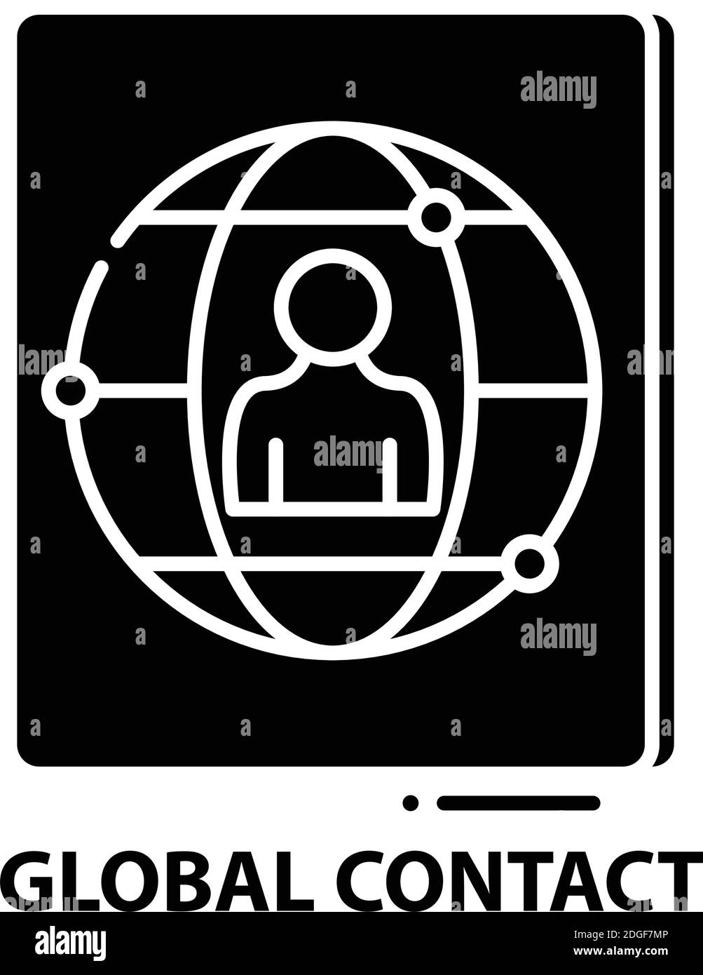 global contact icon, black vector sign with editable strokes, concept ...