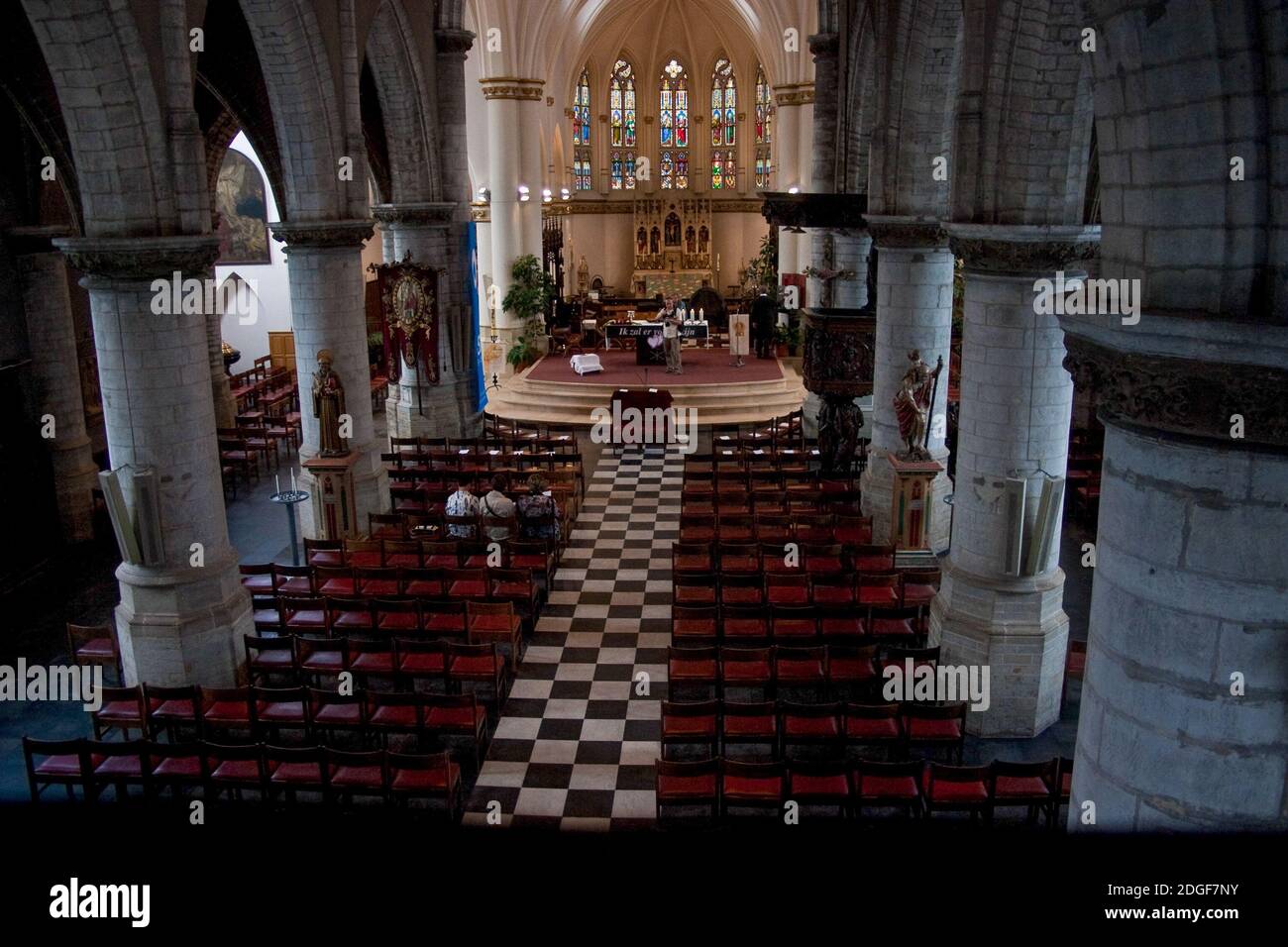 Church Interior with chairs and altar and tabernacle Stock Photo - Alamy