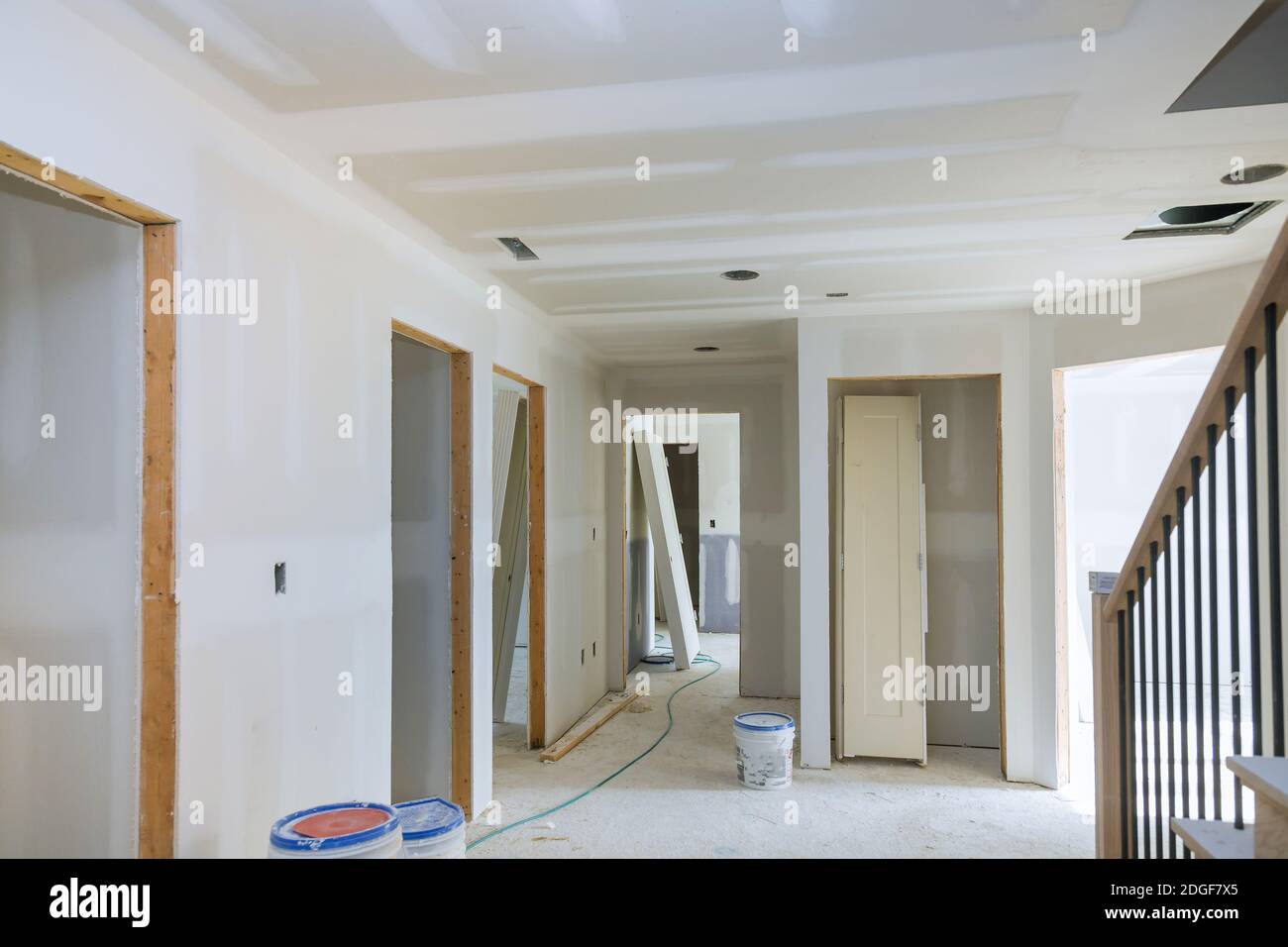 Interior construction of housing project with door installed Stock ...