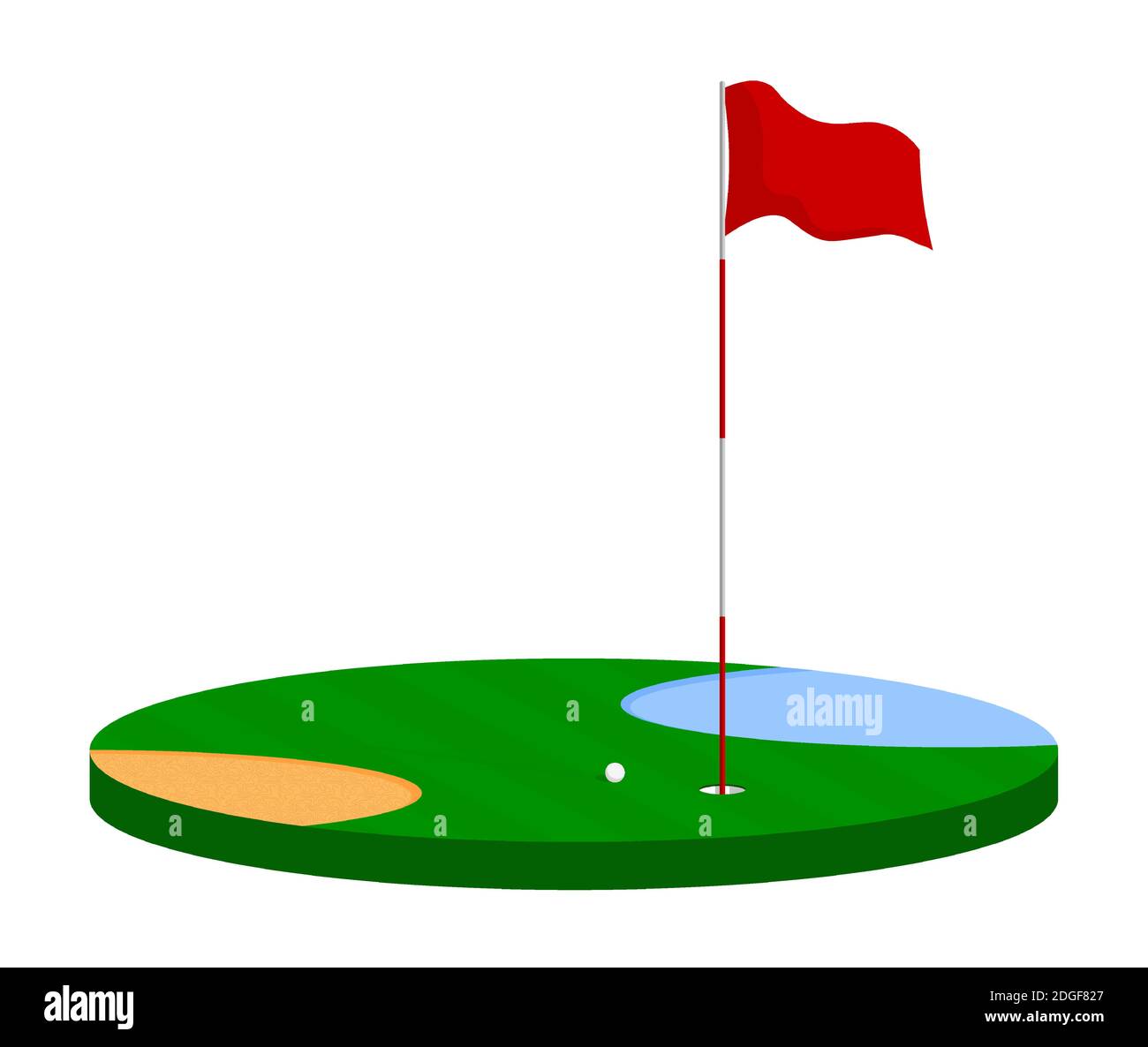 golf flag on pole on green field. Golf hole on course marked with flag ...