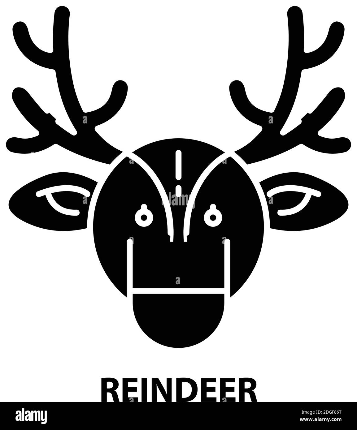reindeer icon, black vector sign with editable strokes, concept ...