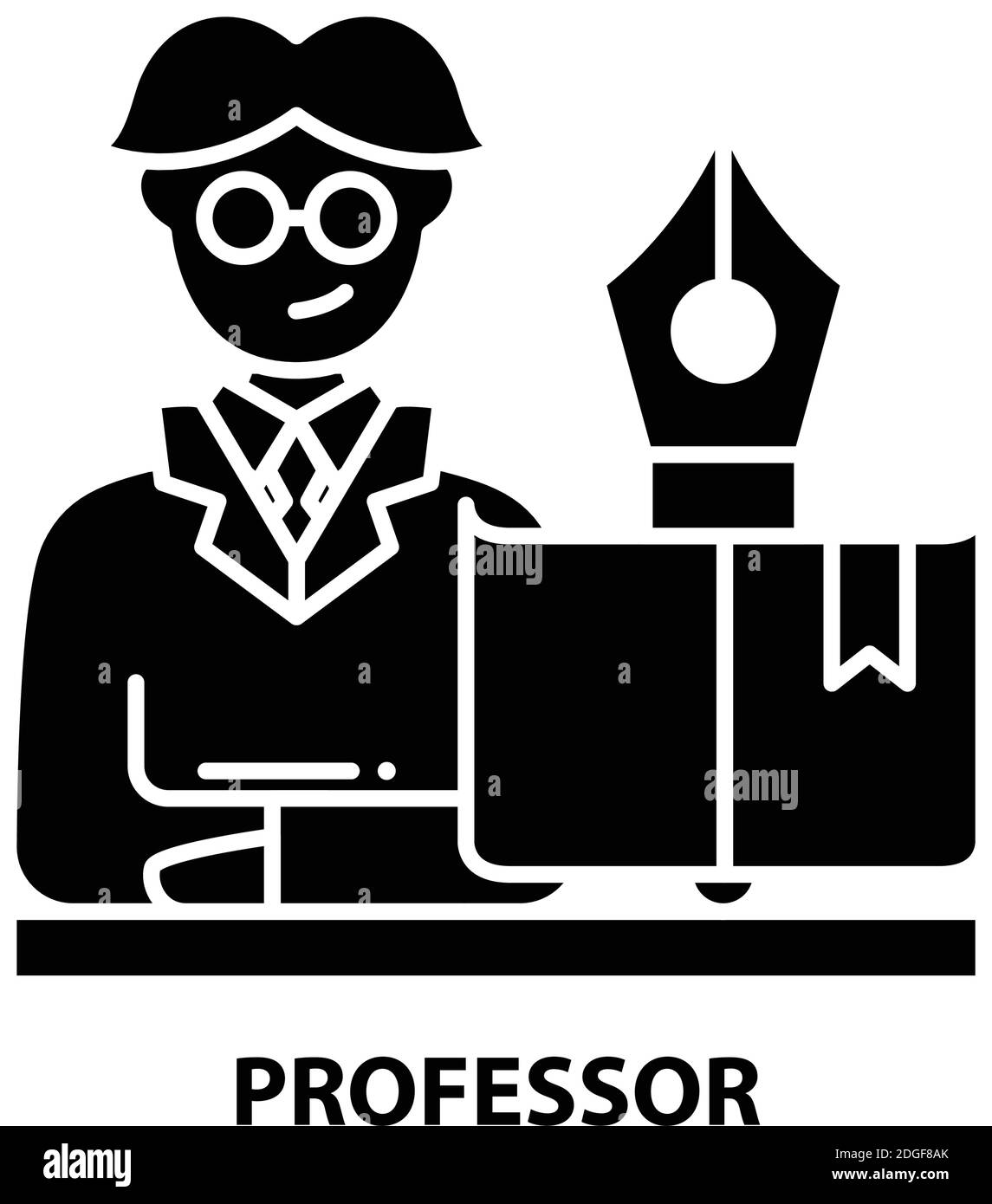 professor icon, black vector sign with editable strokes, concept ...