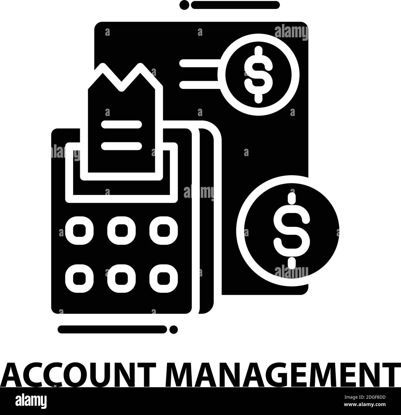 account management icon, black vector sign with editable strokes ...