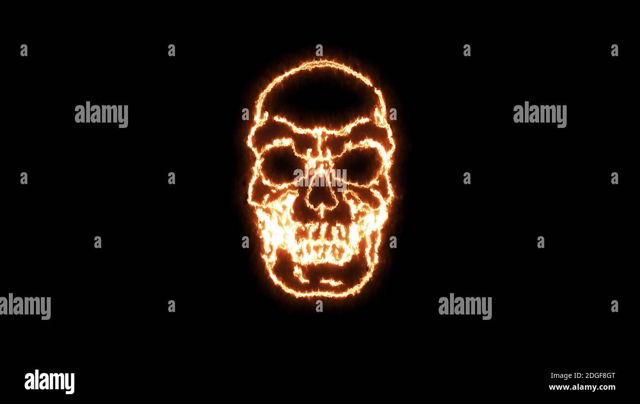 Fire burning skull. Devilish Skull burning Hell with scary, halloween ...