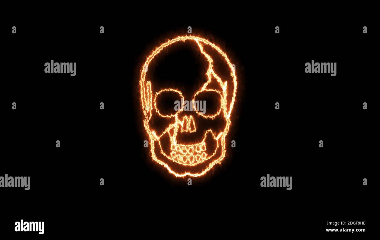 Fire burning skull. Devilish Skull burning Hell with scary, halloween ...