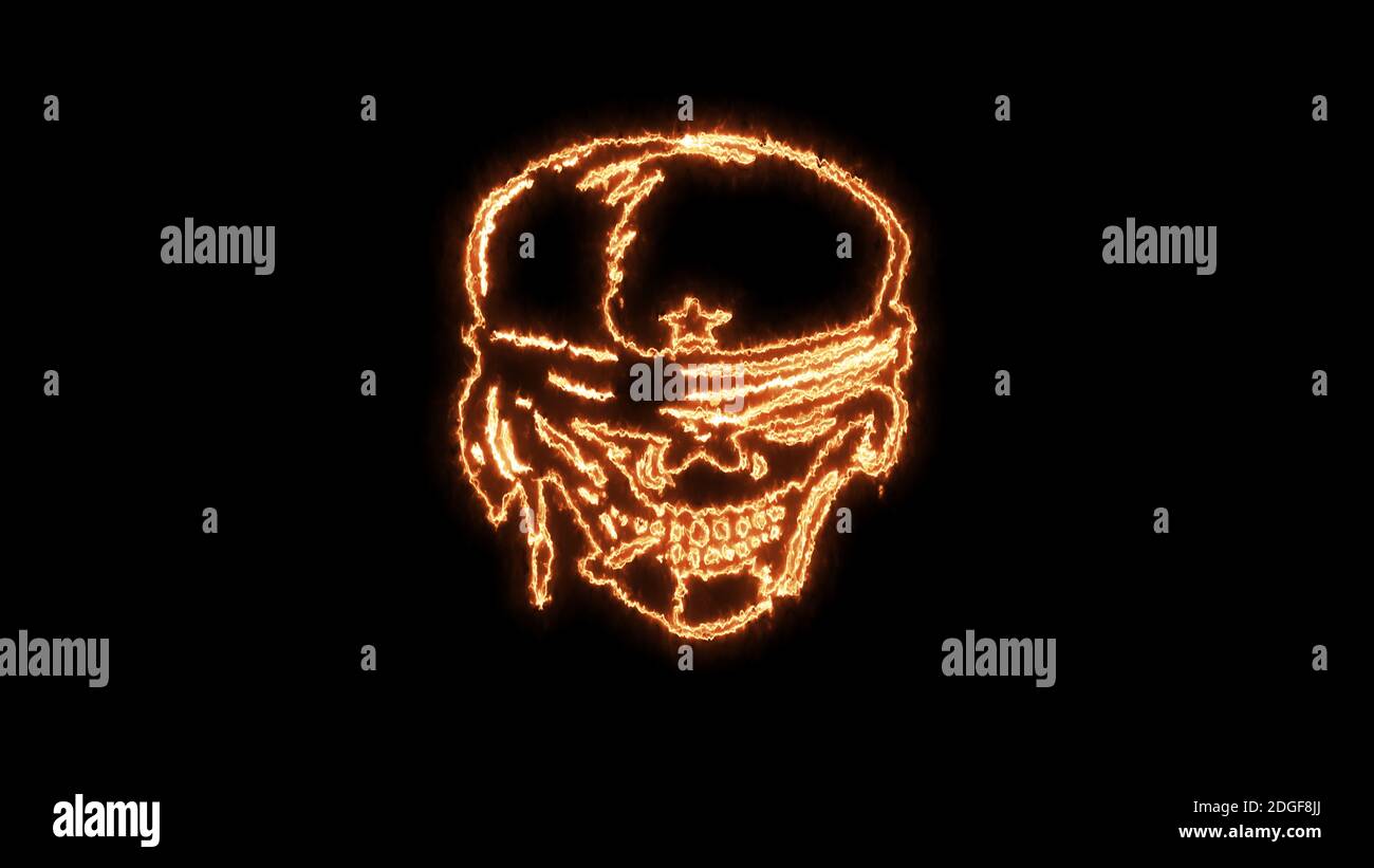 Fire burning skull. Devilish Skull burning Hell with scary, halloween ...