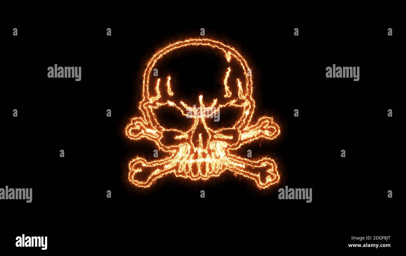 Fire burning skull. Devilish Skull burning Hell with scary, halloween ...