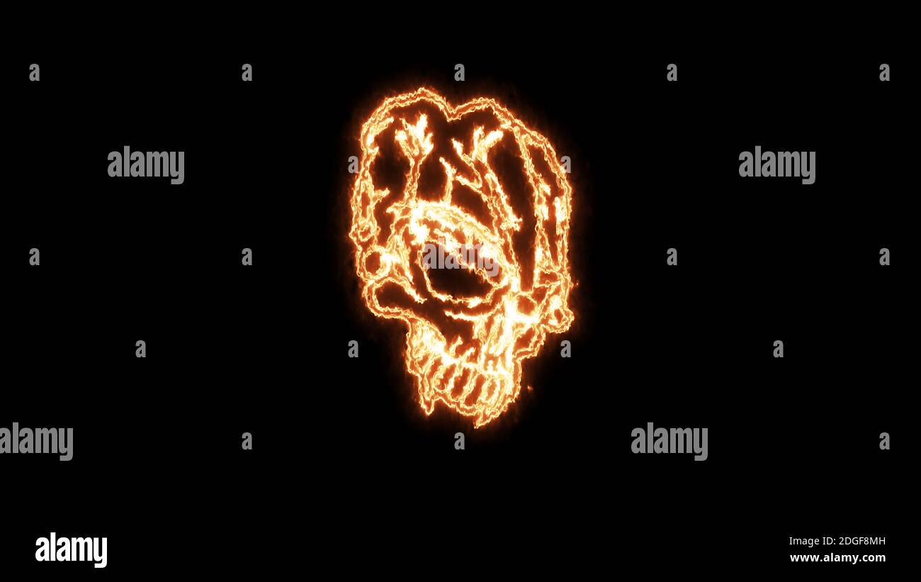 Fire burning skull. Devilish Skull burning Hell with scary, halloween ...