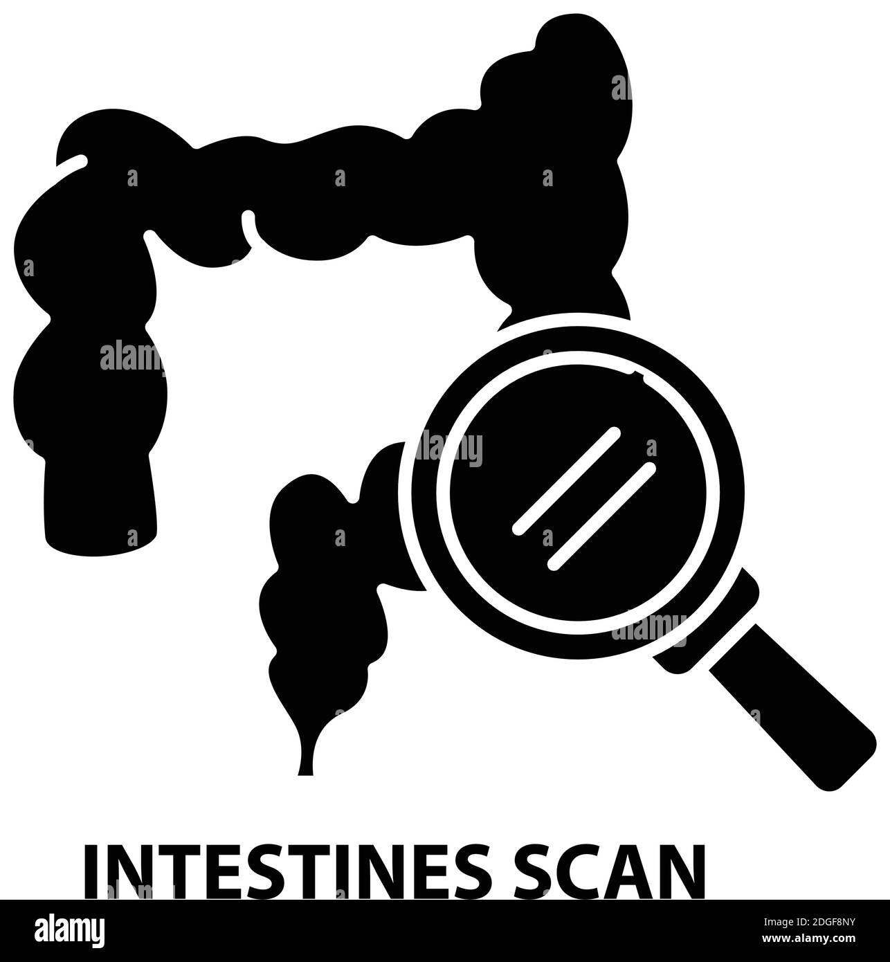 intestines scan icon, black vector sign with editable strokes, concept ...