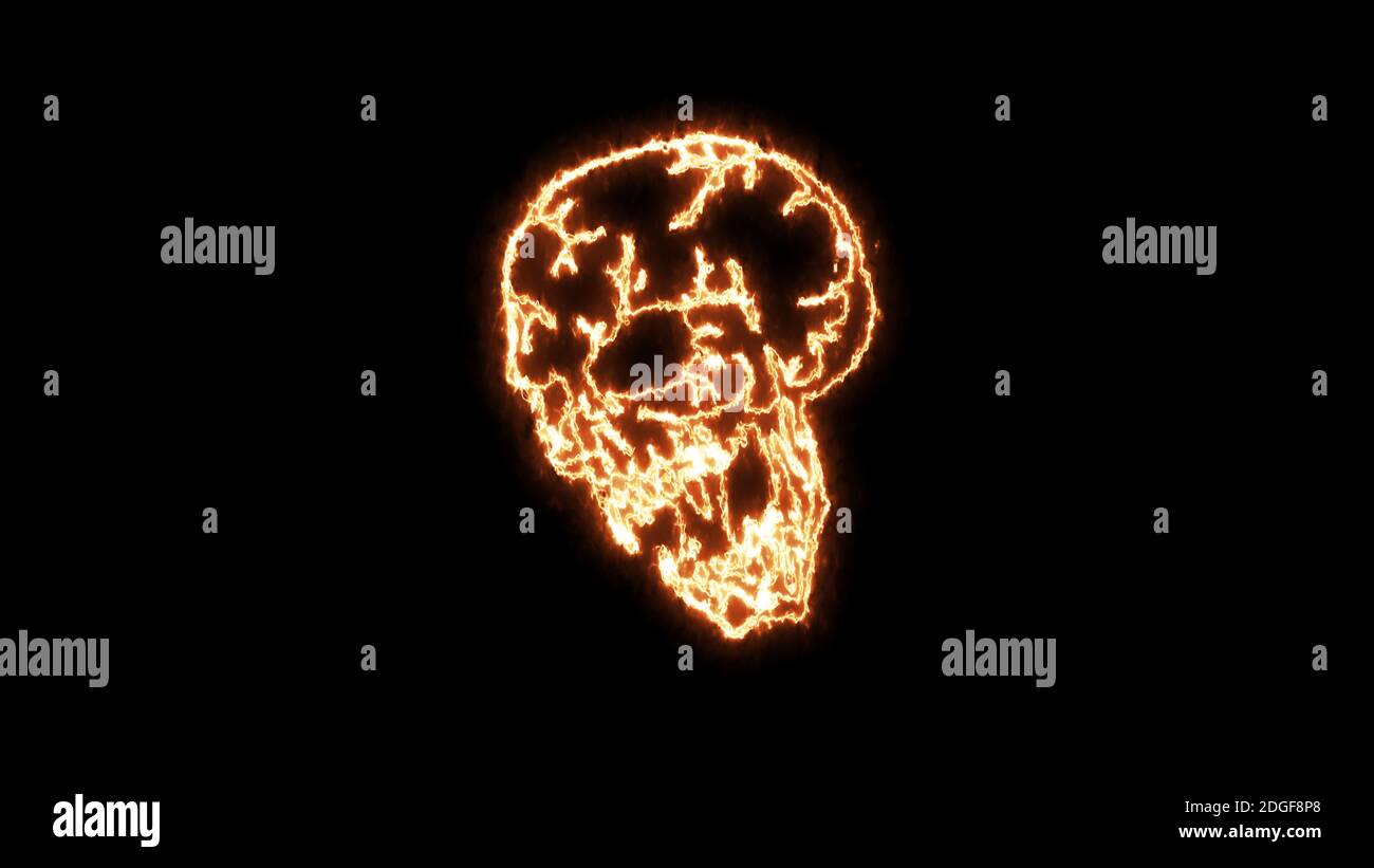Fire burning skull. Devilish Skull burning Hell with scary, halloween ...