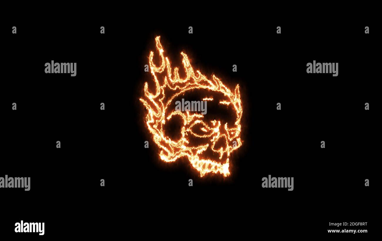 Fire burning skull. Devilish Skull burning Hell with scary, halloween ...