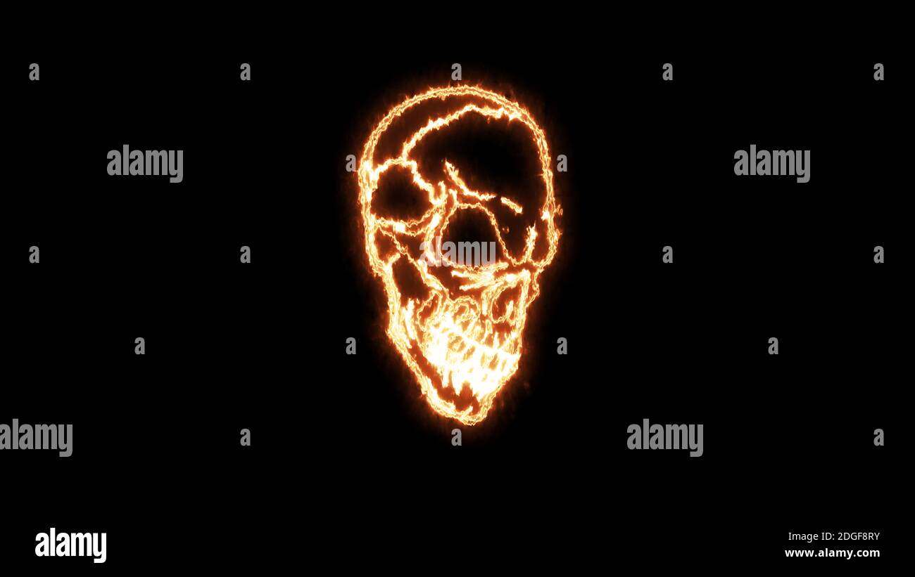 Fire burning skull. Devilish Skull burning Hell with scary, halloween ...
