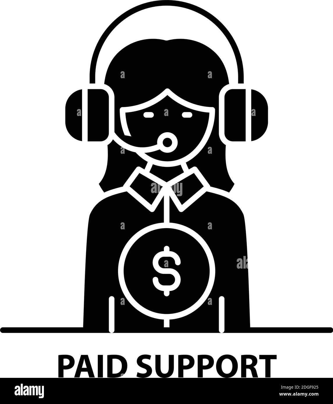 paid support icon, black vector sign with editable strokes, concept ...