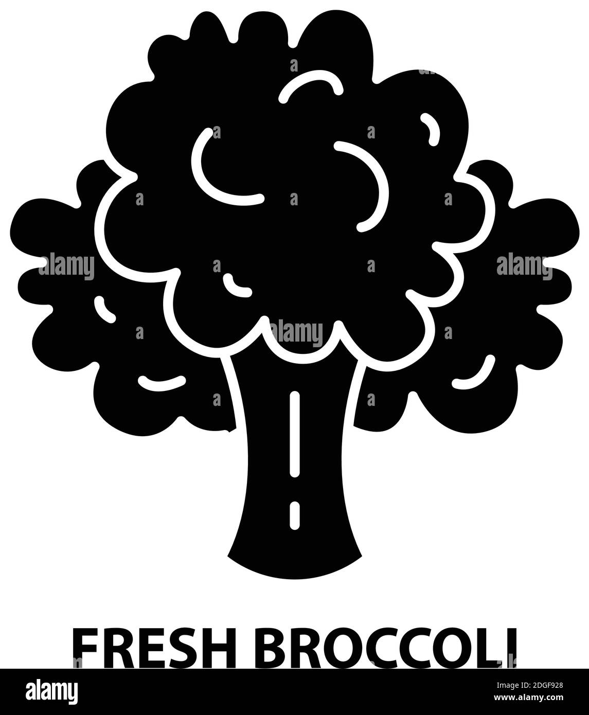 fresh broccoli icon, black vector sign with editable strokes, concept ...