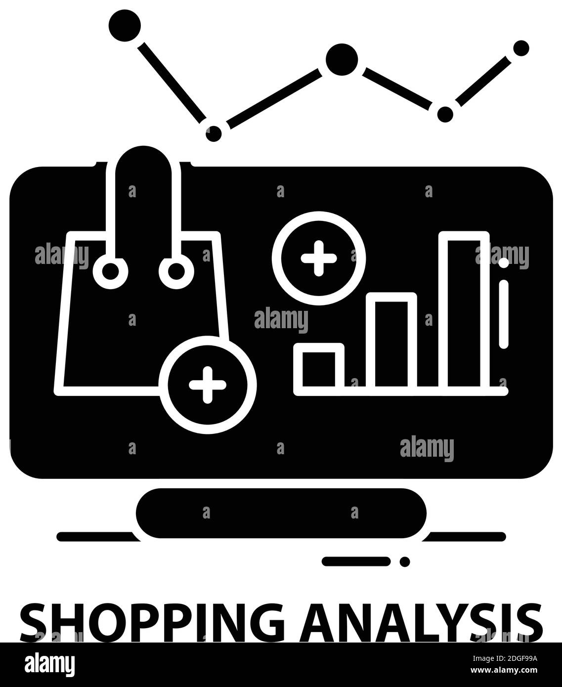 shopping analysis icon, black vector sign with editable strokes ...