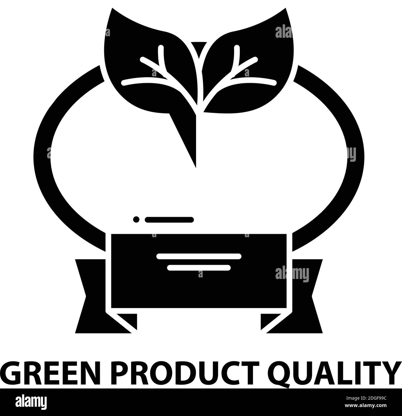 green product quality icon, black vector sign with editable strokes ...