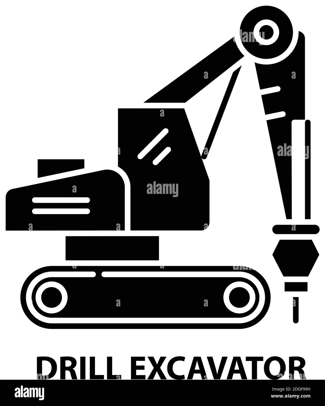 drill excavator icon, black vector sign with editable strokes, concept ...