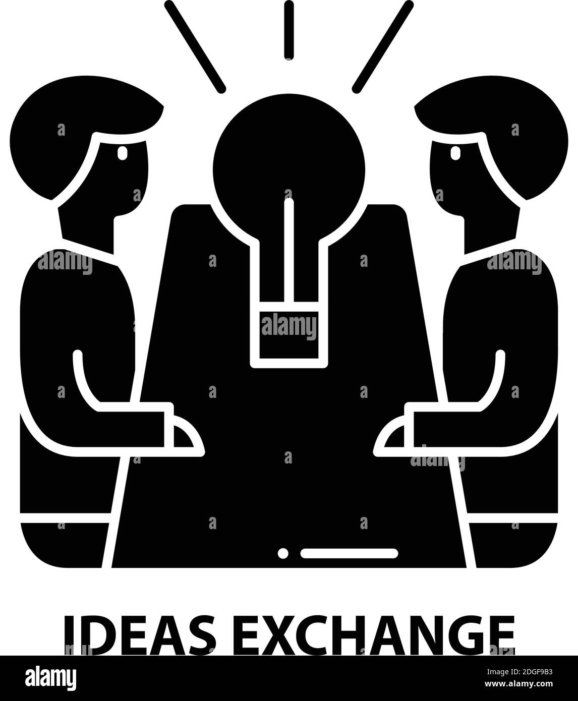 ideas exchange icon, black vector sign with editable strokes, concept ...