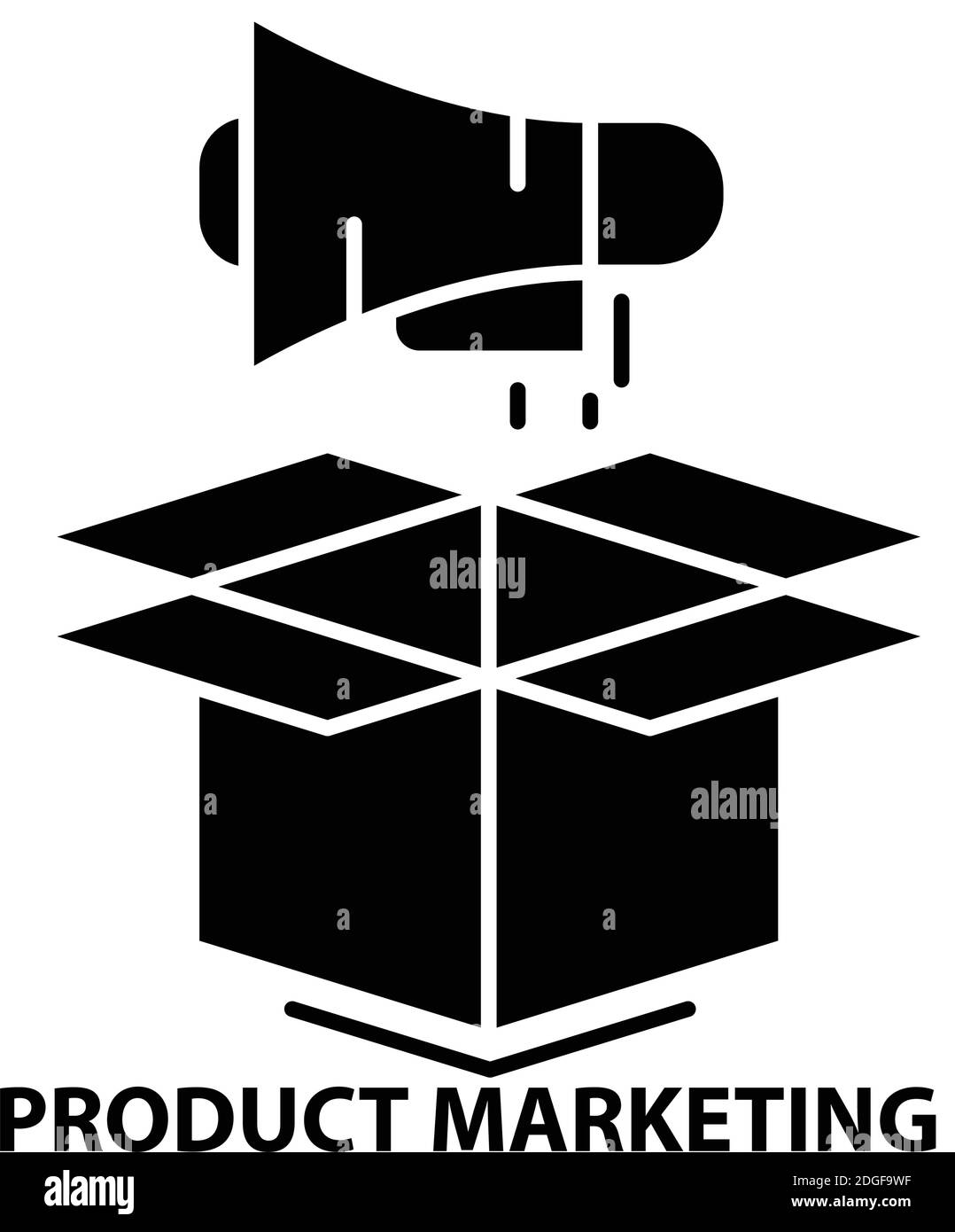 product marketing icon, black vector sign with editable strokes ...