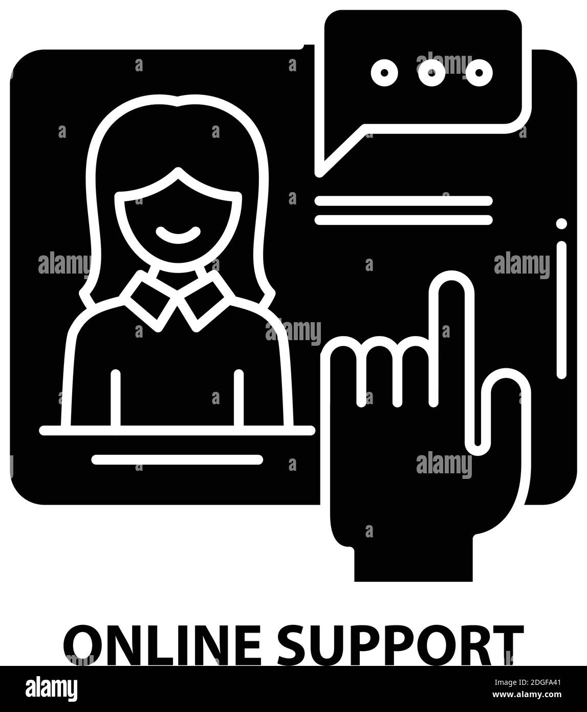 online support icon, black vector sign with editable strokes, concept ...