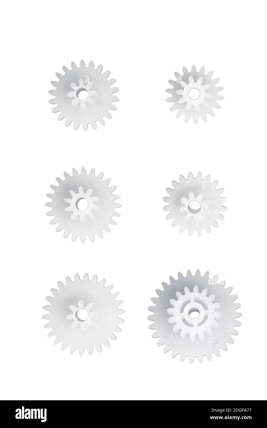White gear wheels isolated over white background Stock Photo - Alamy