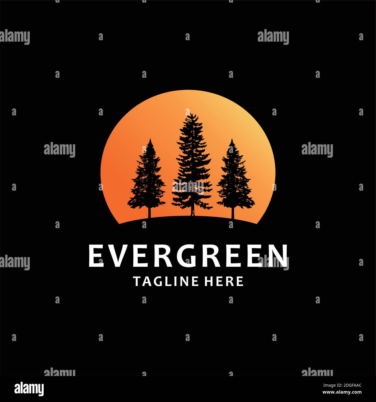 Winter tree silhouette sunset Stock Vector Images - Alamy