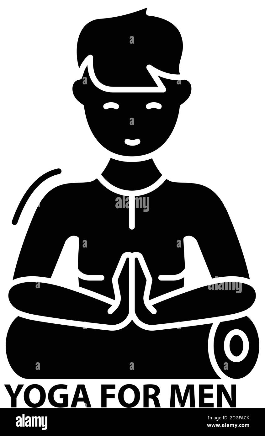 yoga for men icon, black vector sign with editable strokes, concept ...