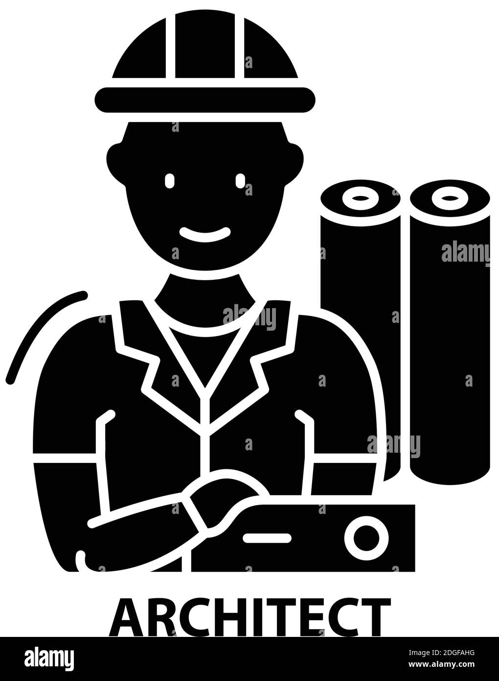 architect icon, black vector sign with editable strokes, concept ...