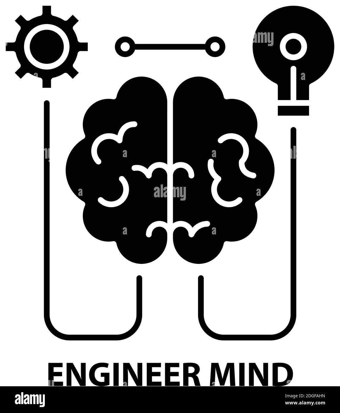 engineer mind icon, black vector sign with editable strokes, concept ...