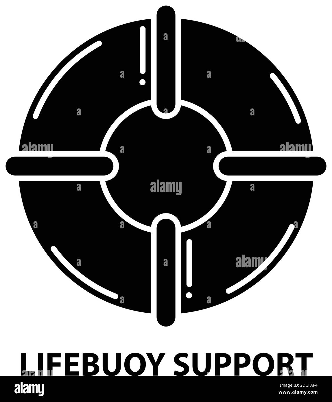 lifebuoy support icon, black vector sign with editable strokes, concept ...