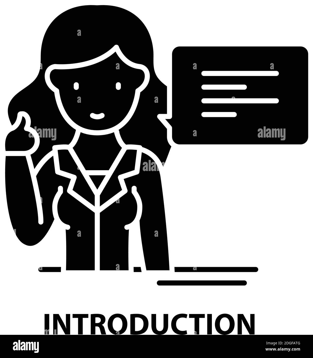 introduction icon, black vector sign with editable strokes, concept ...