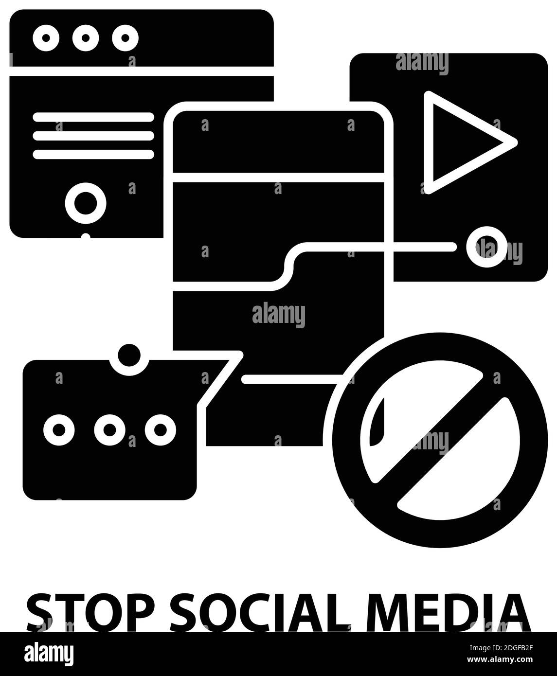 stop social media icon, black vector sign with editable strokes ...