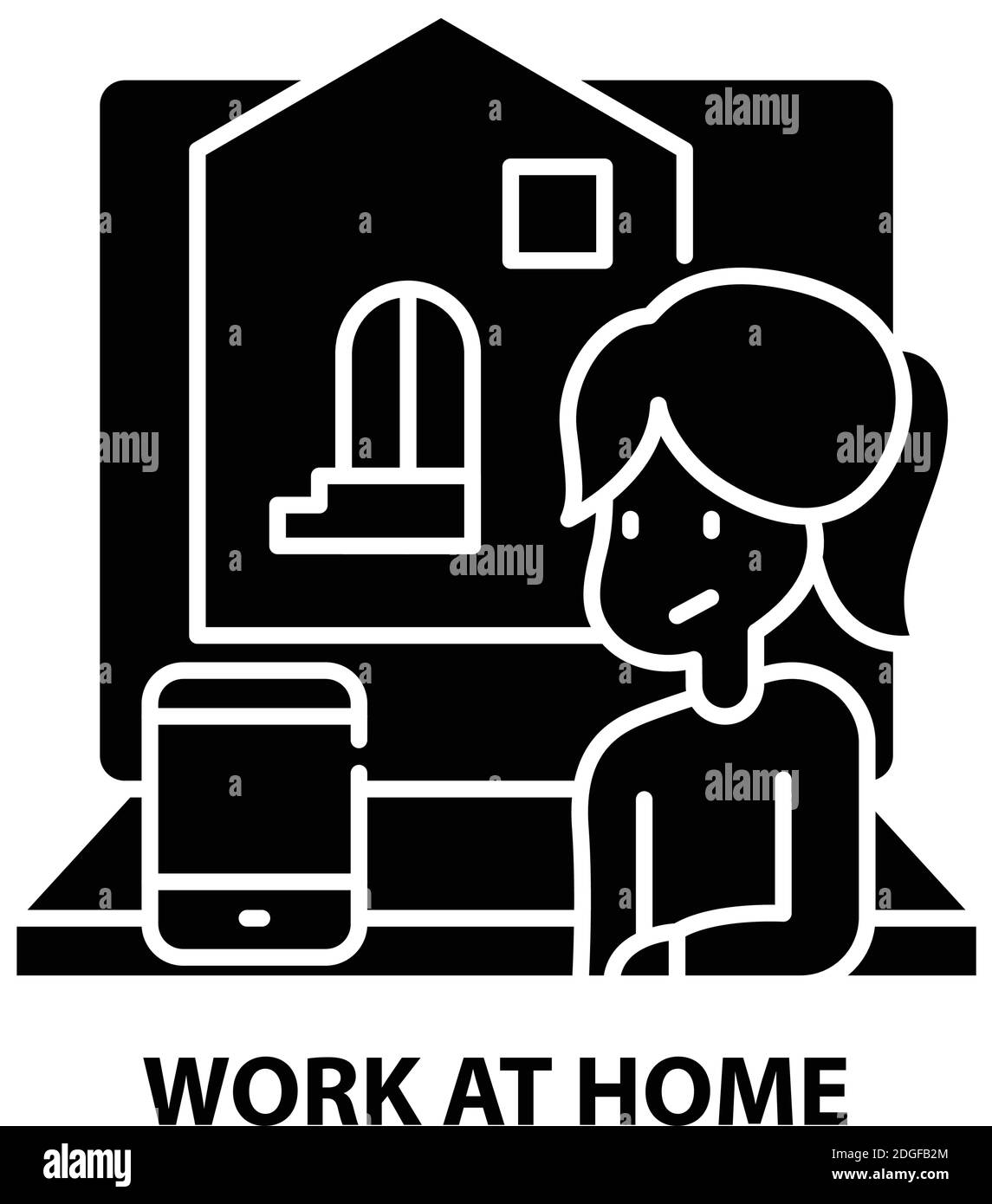 work at home icon, black vector sign with editable strokes, concept ...