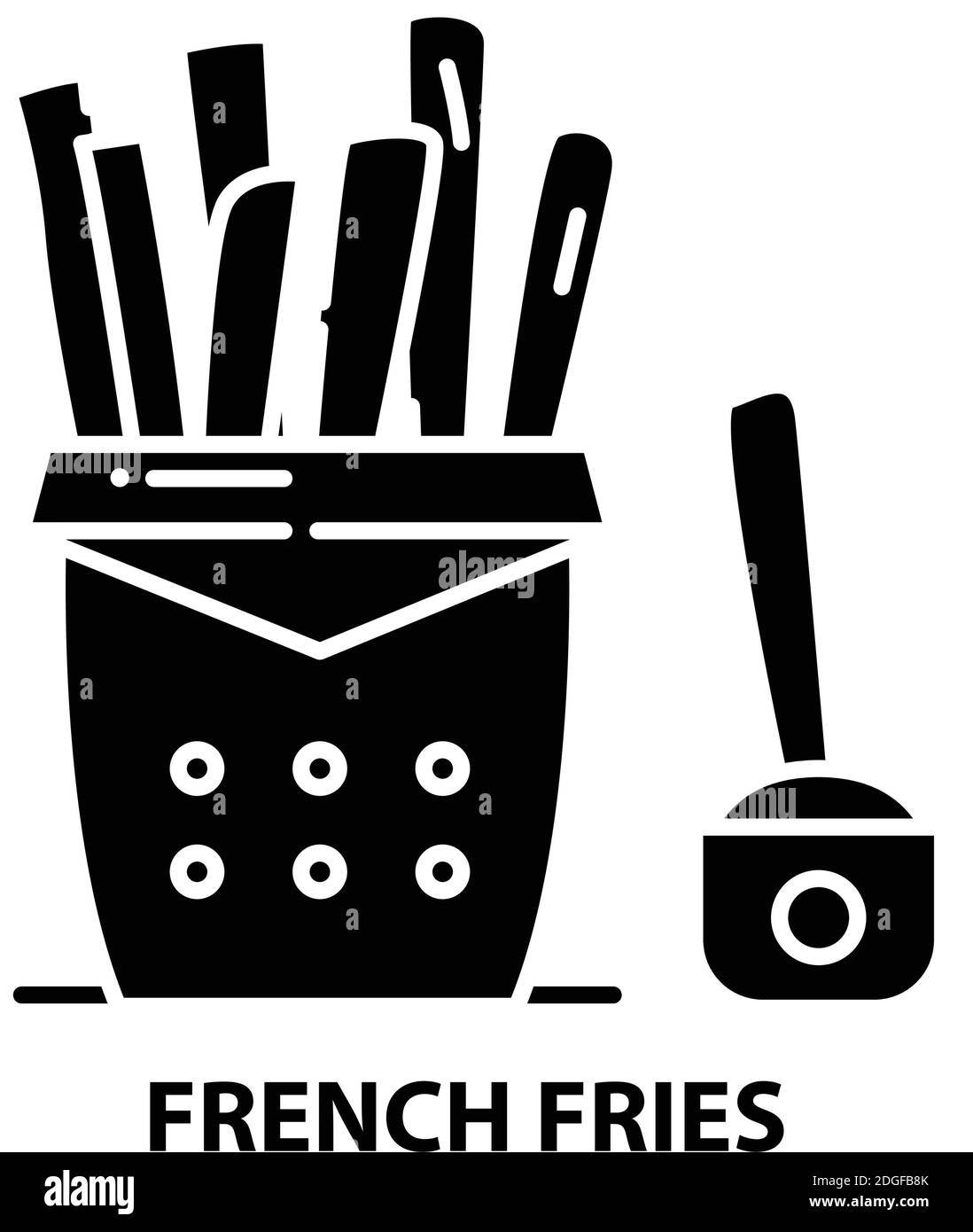 french fries icon, black vector sign with editable strokes, concept ...