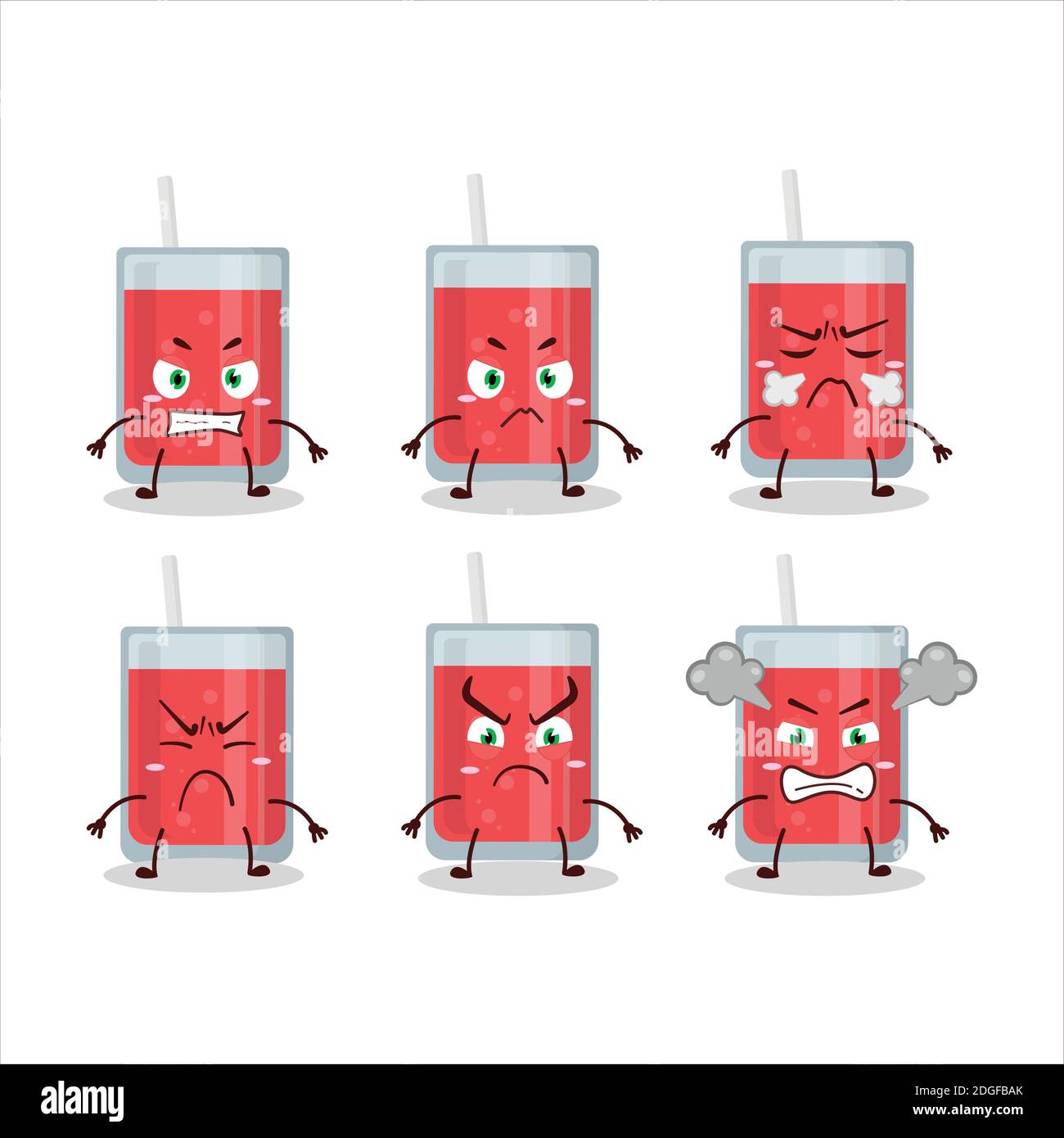 Watermelon Juice cartoon character with various angry expressions ...