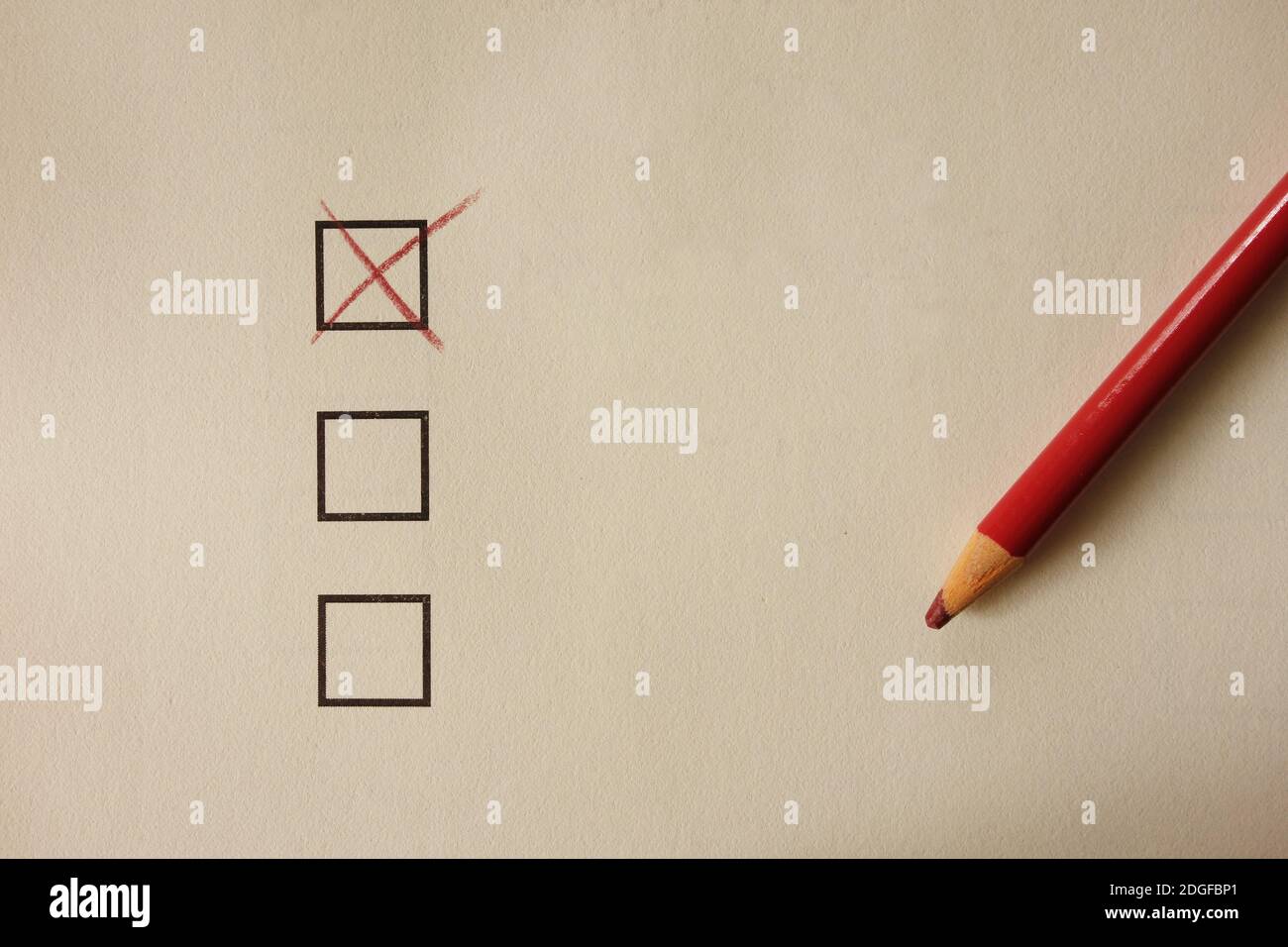 Paper form with check boxes Stock Photo - Alamy