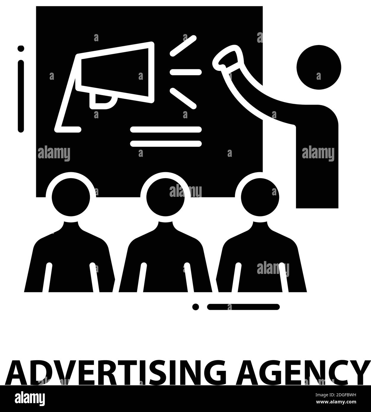 advertising agency icon, black vector sign with editable strokes ...