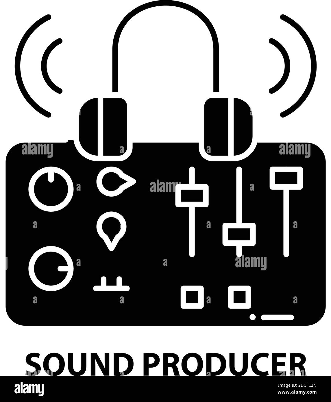 sound producer icon, black vector sign with editable strokes, concept ...