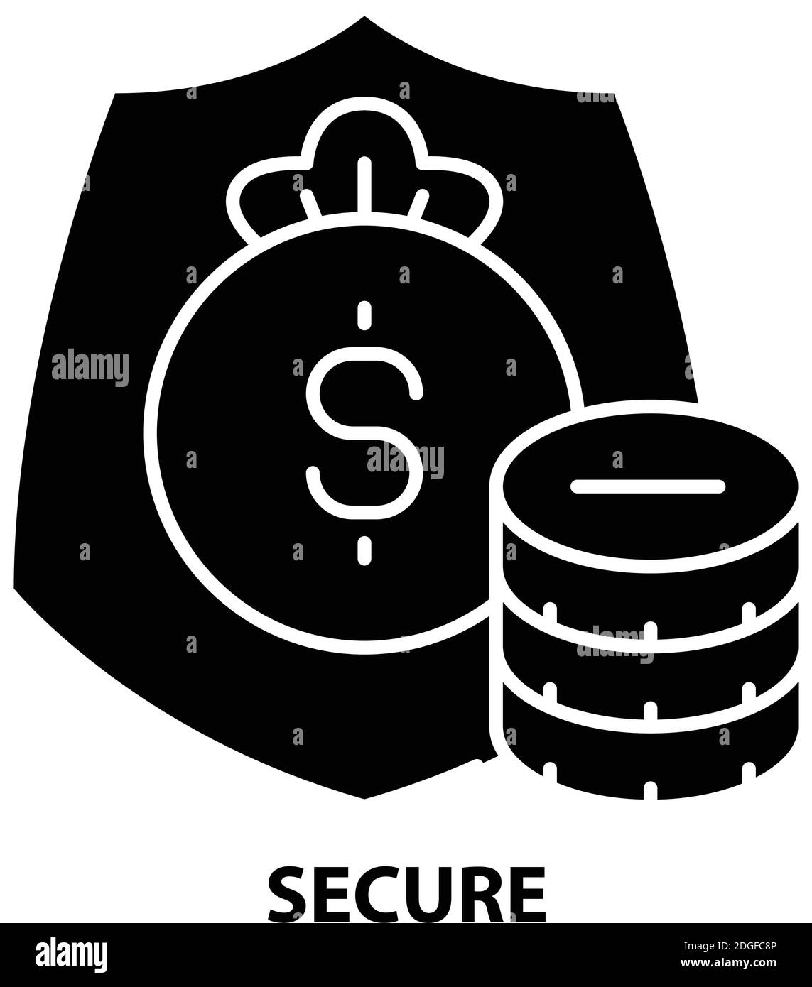 secure icon, black vector sign with editable strokes, concept ...