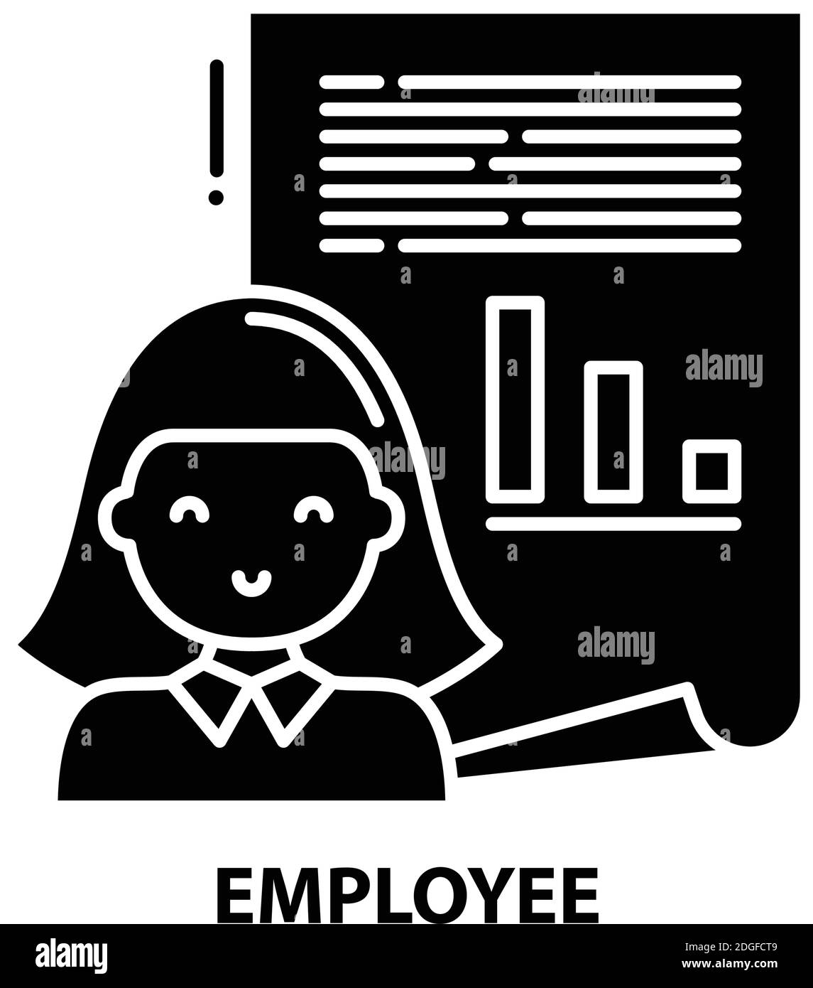 employee icon, black vector sign with editable strokes, concept ...