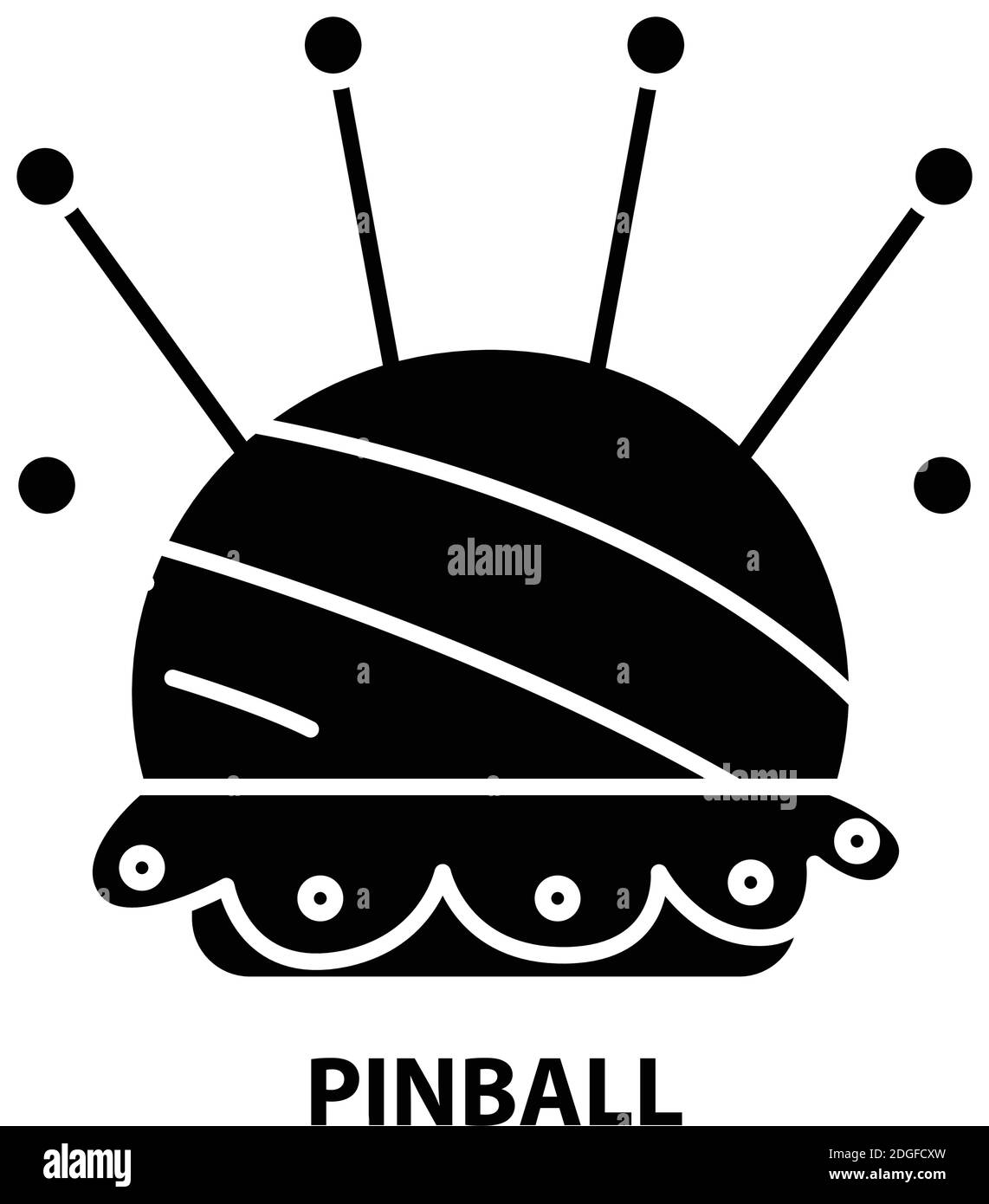 pinball icon, black vector sign with editable strokes, concept ...