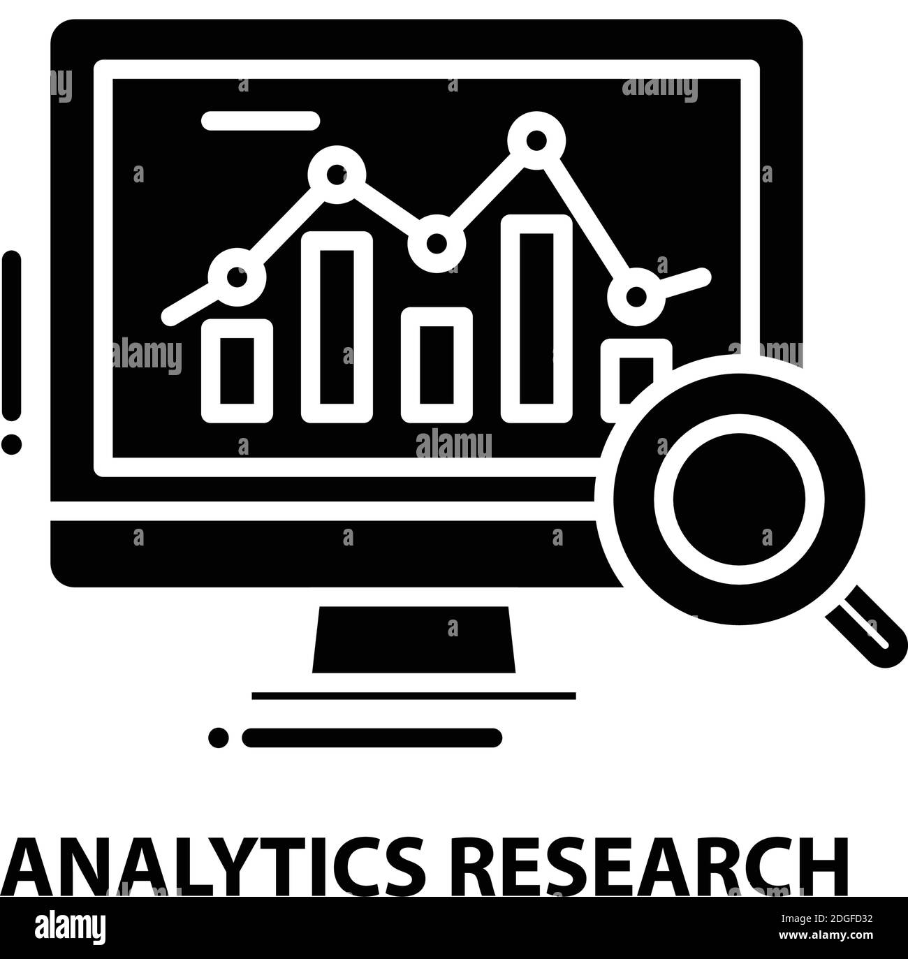 analytics research icon, black vector sign with editable strokes ...