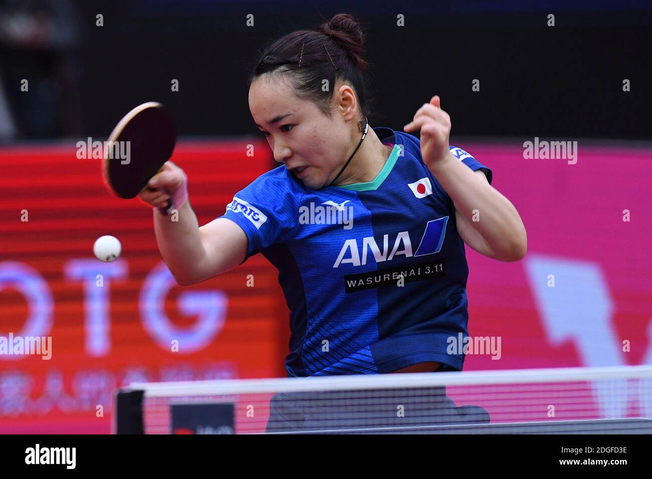 Japanese table tennis player Mima Ito plays against German table tennis ...