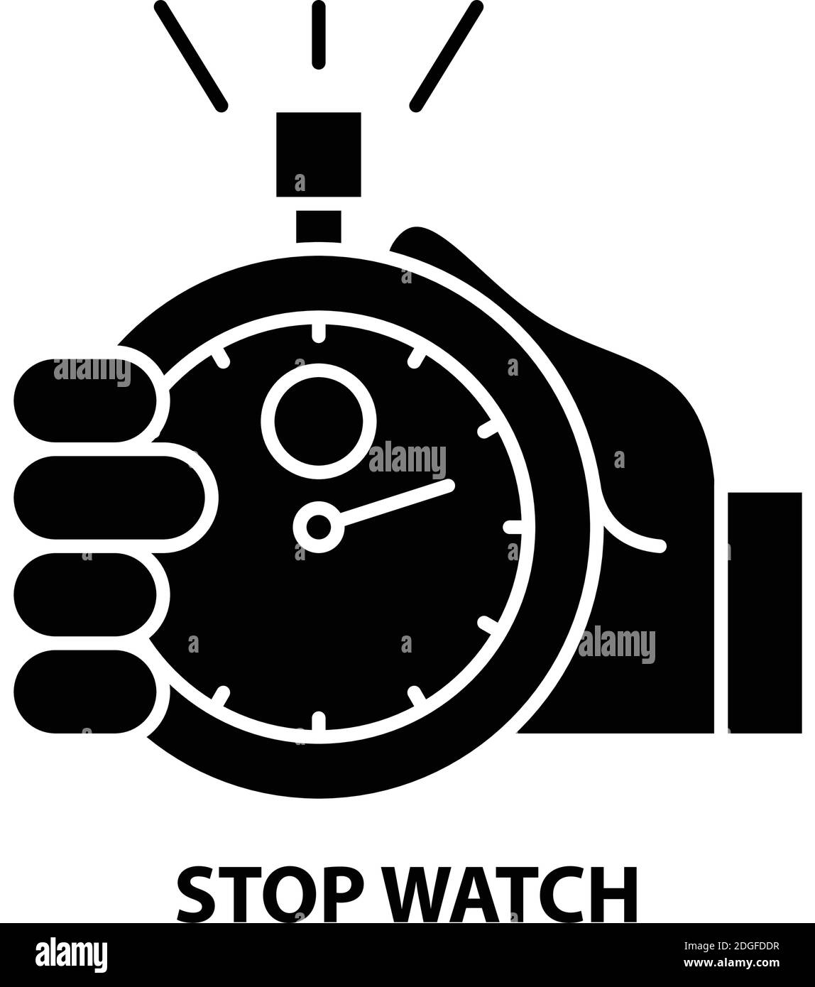 stop watch icon, black vector sign with editable strokes, concept ...