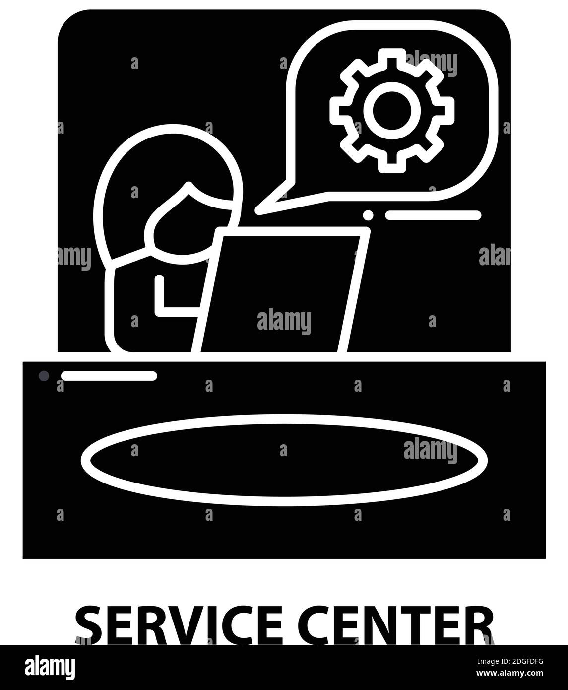 service center icon, black vector sign with editable strokes, concept ...