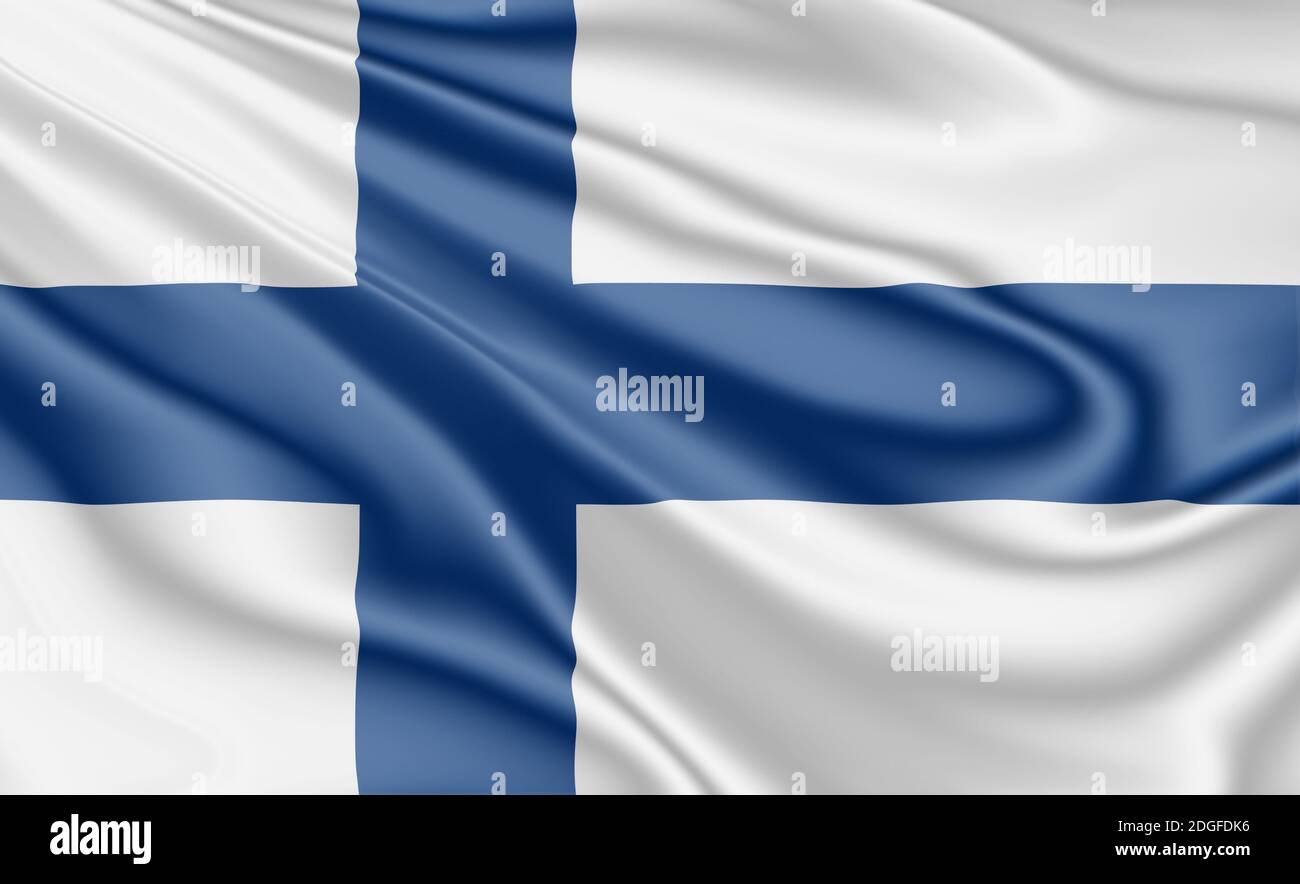 Flag of Finland floating in the wind Stock Photo - Alamy
