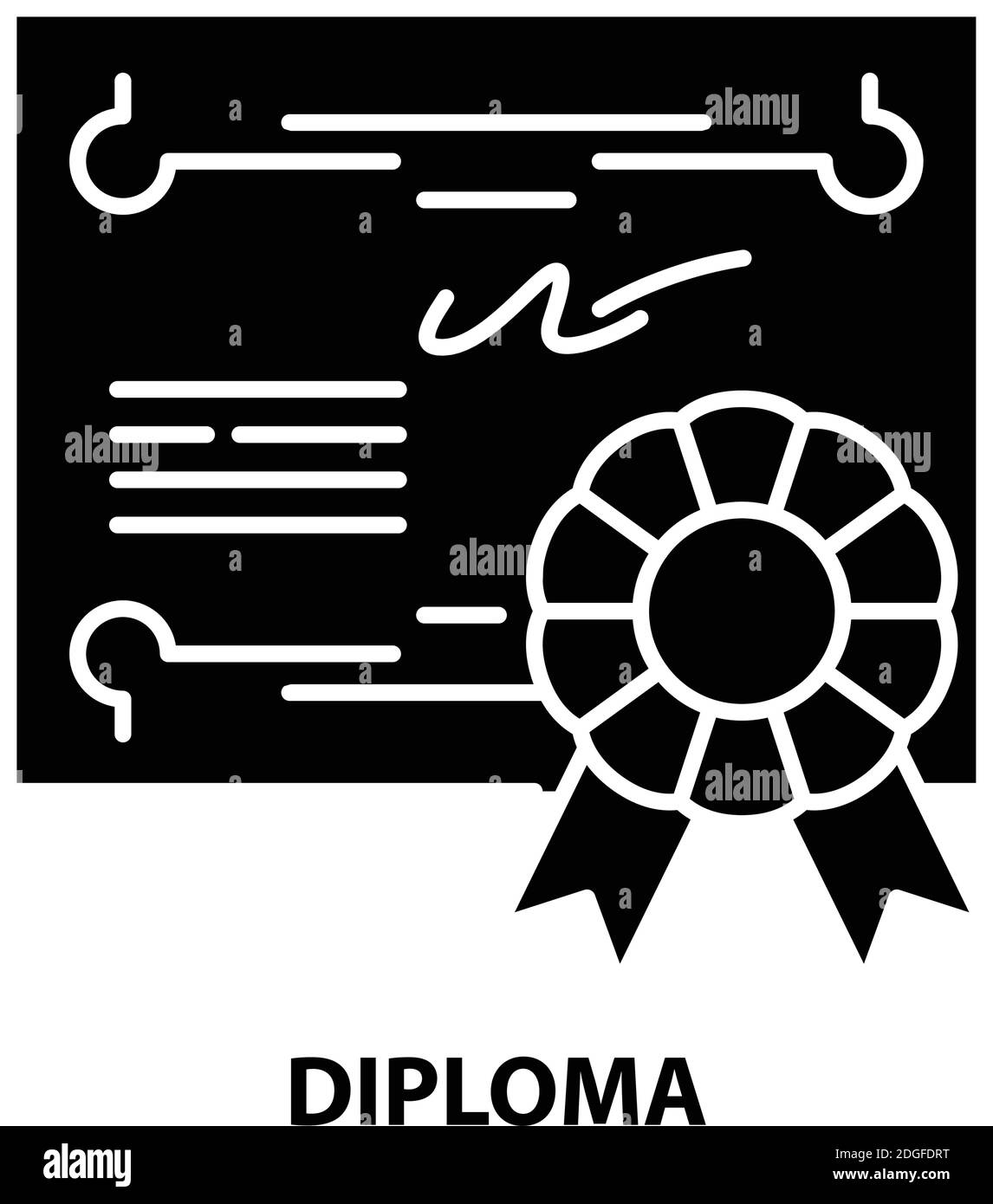 diploma icon, black vector sign with editable strokes, concept ...
