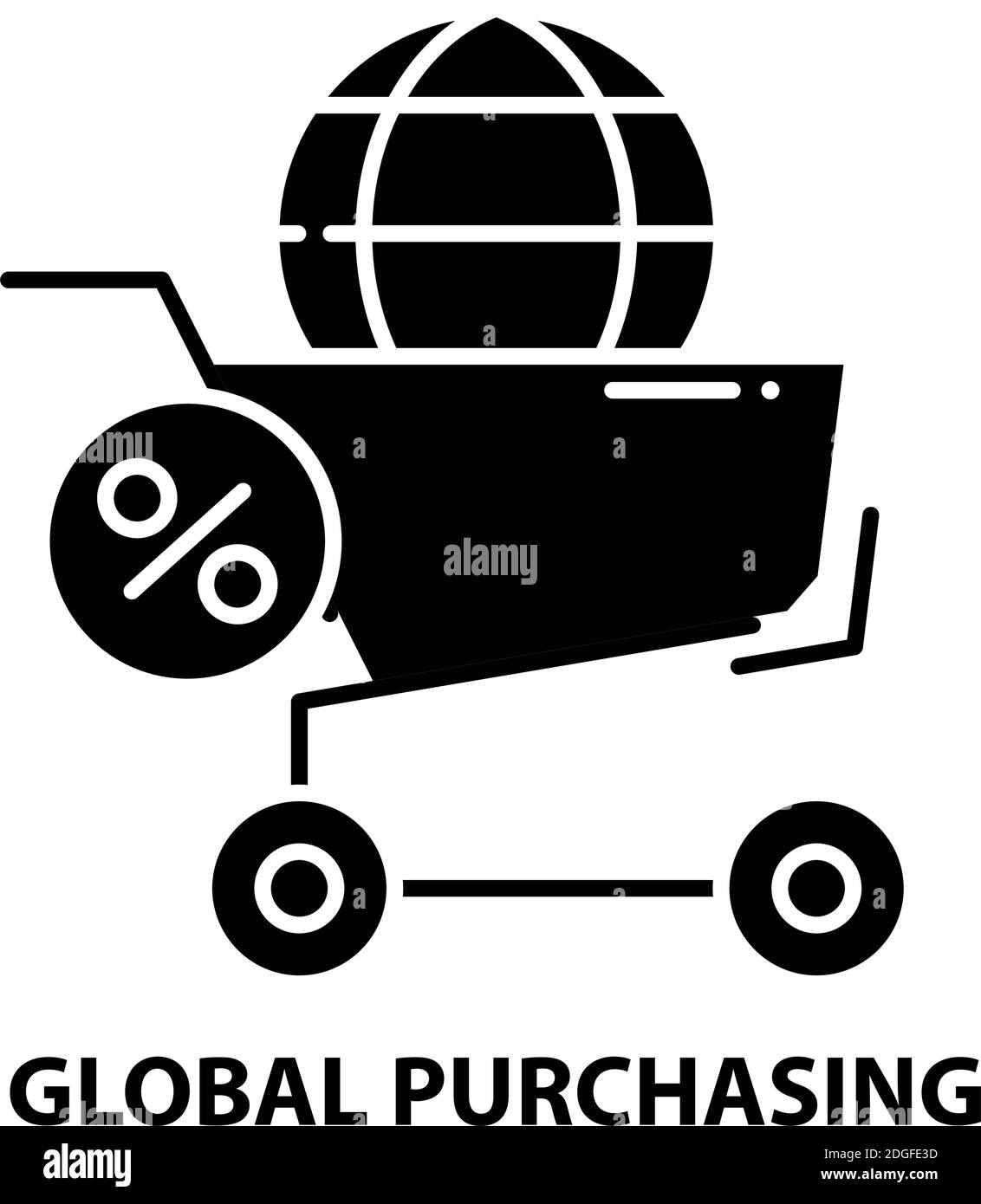 global purchasing icon, black vector sign with editable strokes ...