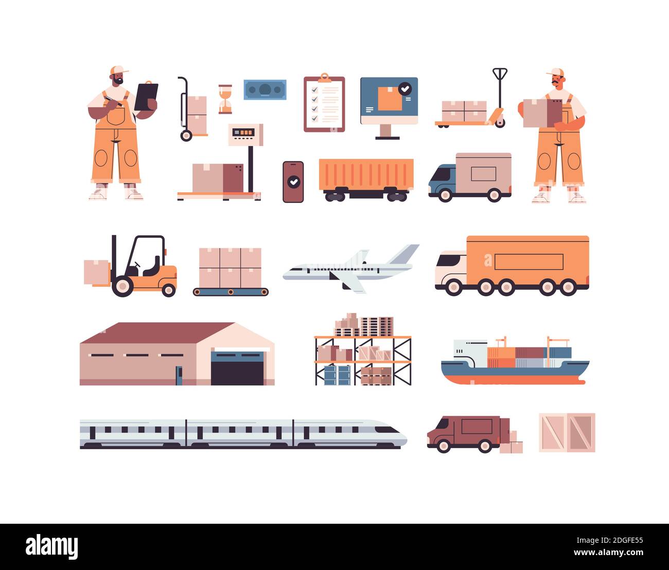logistic transportation cargo symbols set of different transport and ...